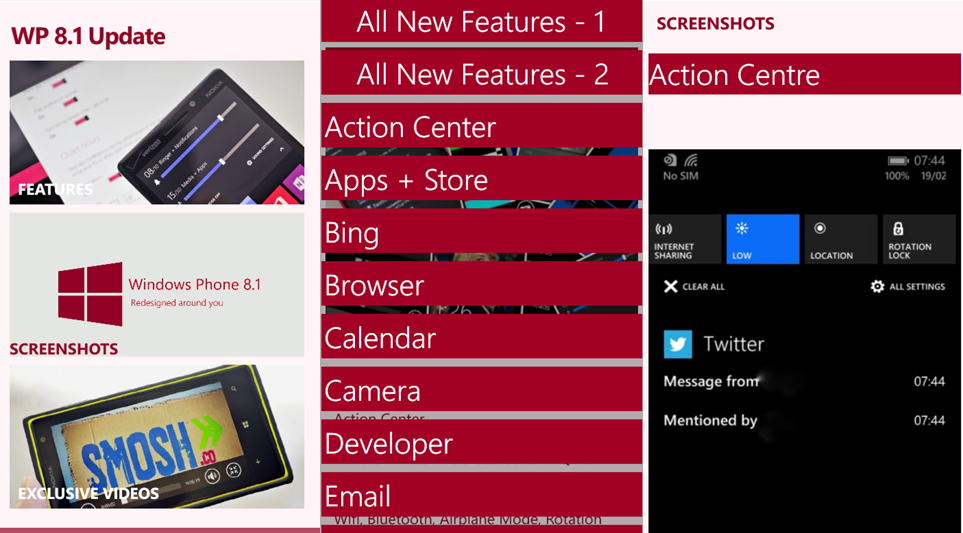 Aplicativo mostra todas as novidades do WP8.1 de forma interativa