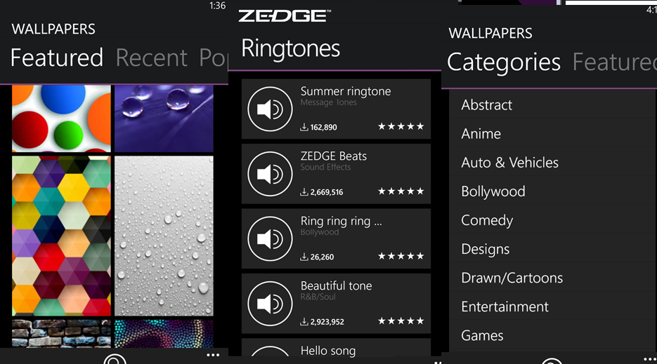 Official ZEDGE disponível para Windows Phone