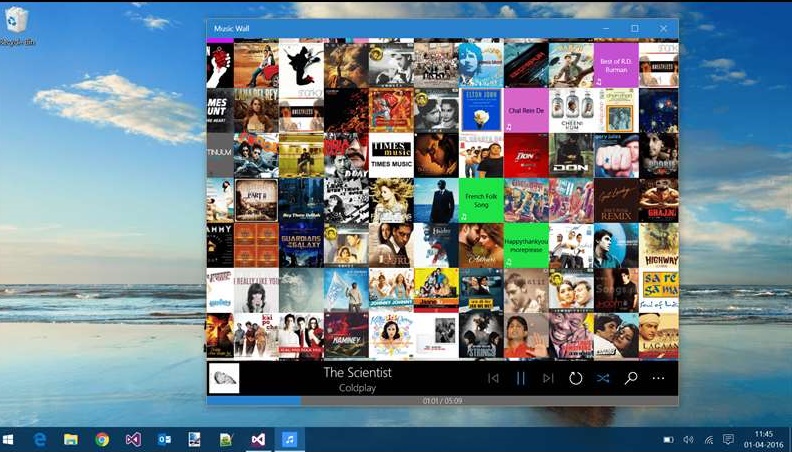 Player cria uma bela parede de música no Windows 10, Music Wall ...